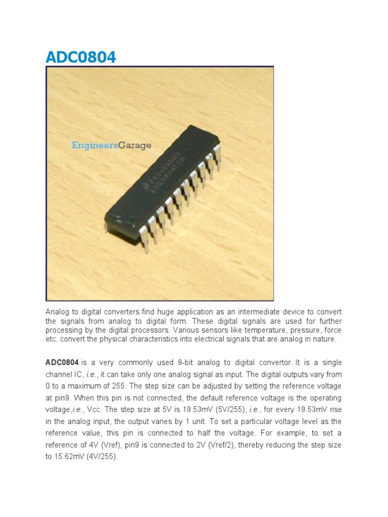 ADC0804 Is A Very Commonly Used 8-Bit Analog To Digital Convertor. It Is A Single | Download ...