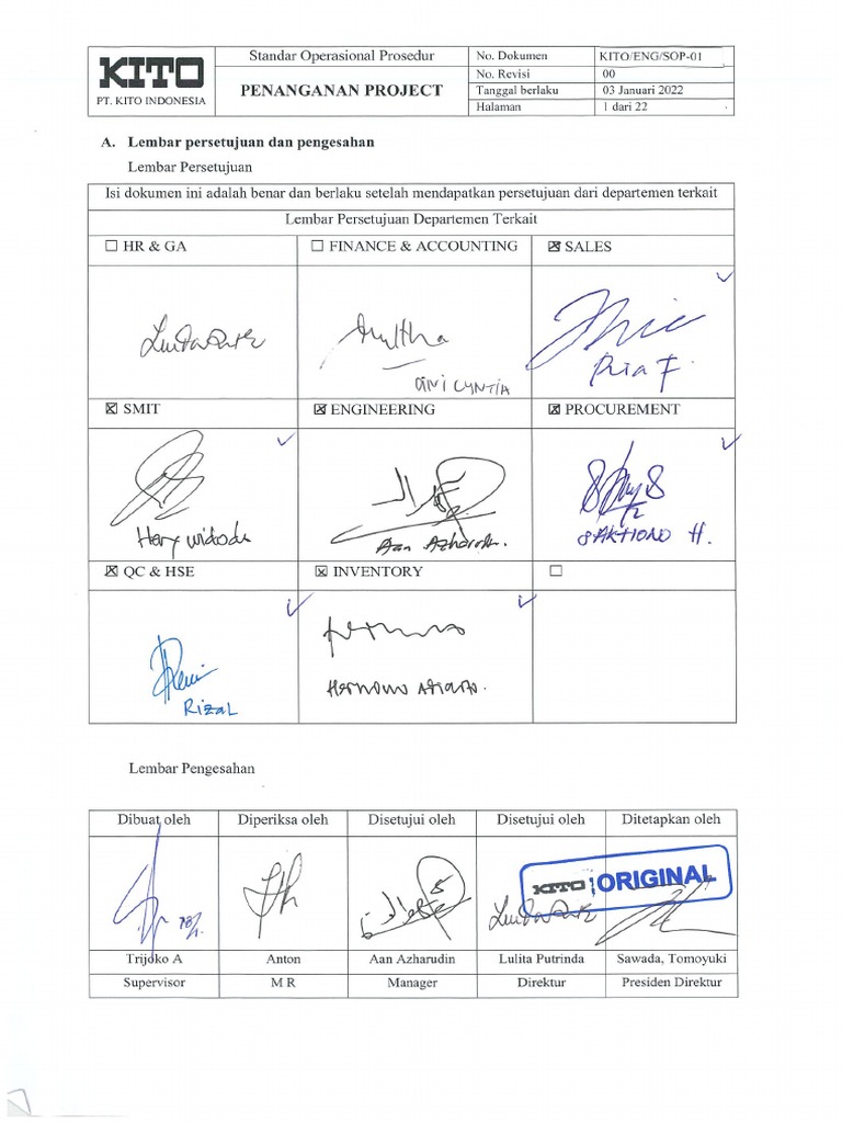 Kito Eng Sop 01 Sop Penanganan Project | PDF