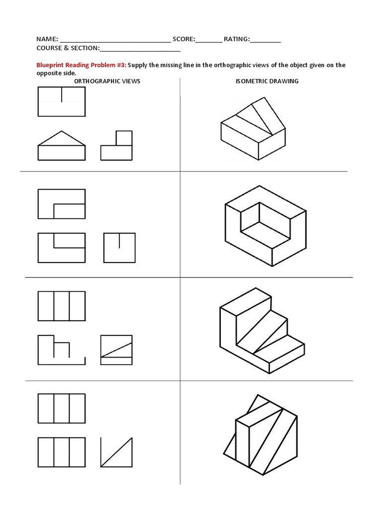 Orthographic View Line Completion Exercise | PDF