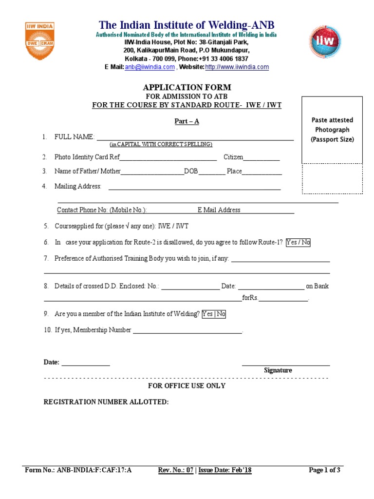 17a Application Form STD Iwe Iwt Rev 06 | PDF | Government
