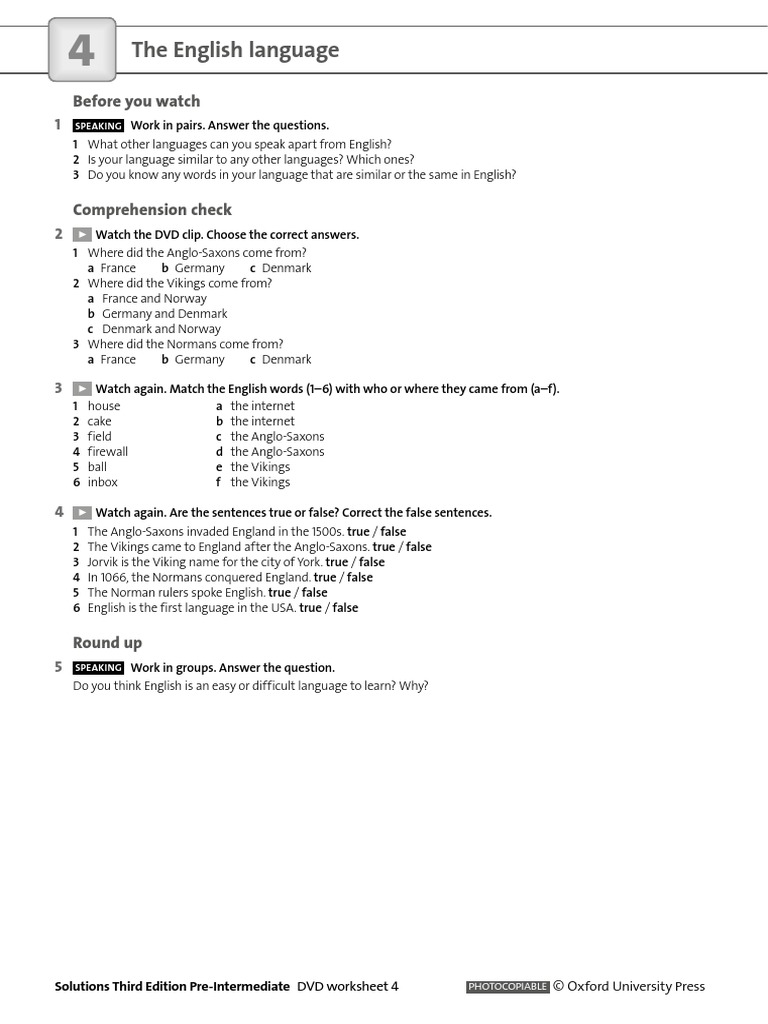 Unit 4 The English Language | PDF | English Language | Question