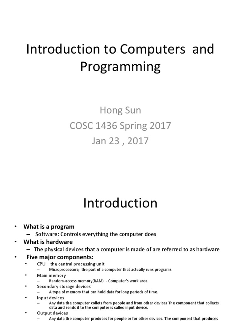 Introduction To Computers and Programming - Chapter1 | PDF | Computer ... Introduction To Computers and Programming - Chapter1 | PDF | Computer ...