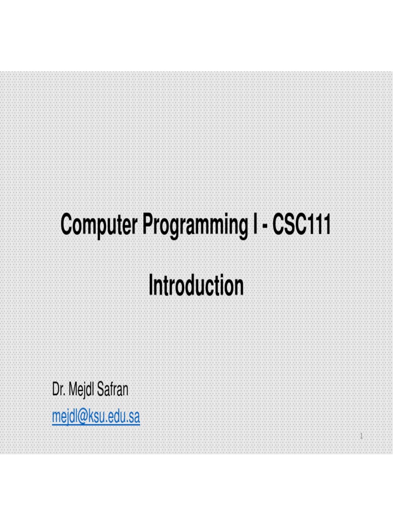CSC111 Chap 01 PDF | PDF | Programming | Computer Program CSC111 Chap 01 PDF | PDF | Programming | Computer Program