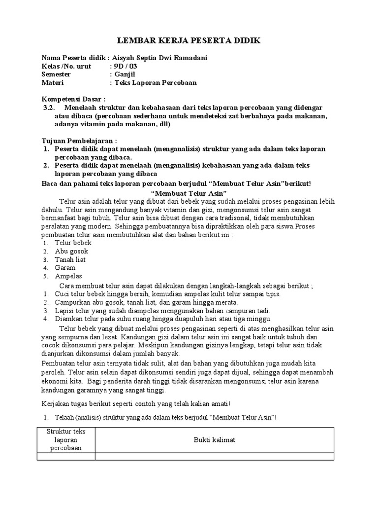 Lkpd Teks Lap Percobaan Pdf