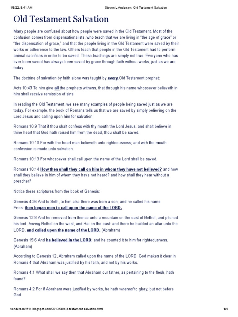 Steven L Anderson - Old Testament Salvation | PDF | Epistle To The ...