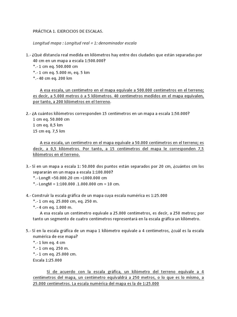 Ejercicios de Escalas Gráficas y Numéricas | PDF | Cantidad | Notación