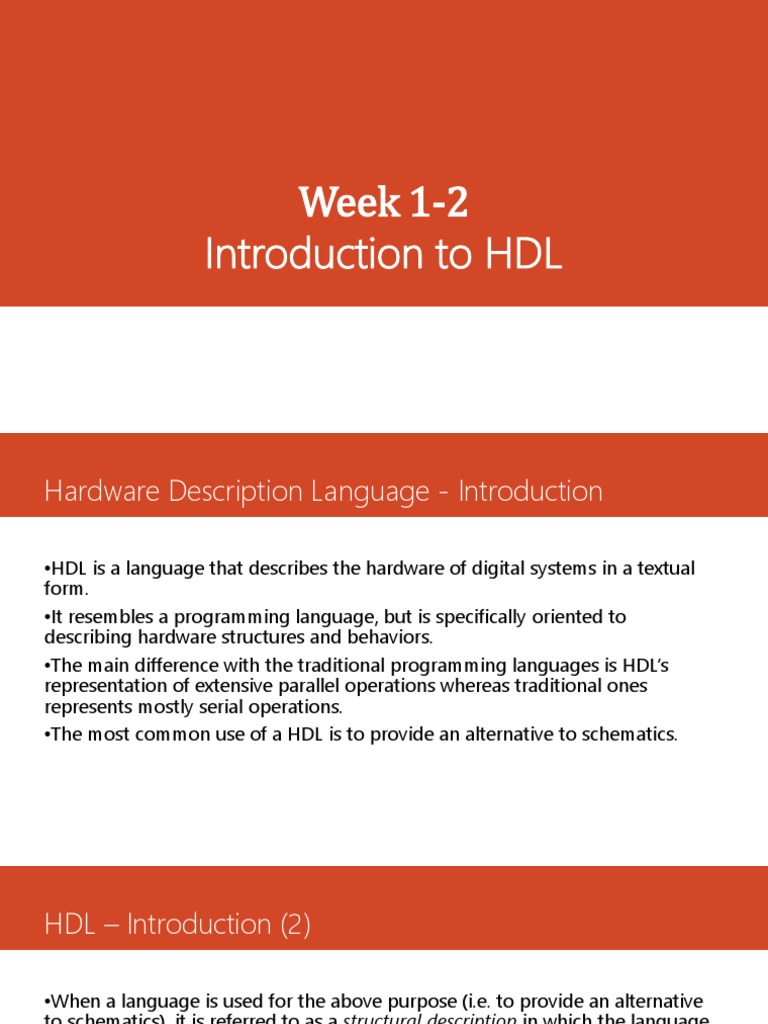 Week 1-2 Introduction To Hardware Description Language | PDF | Hardware Description Language ...
