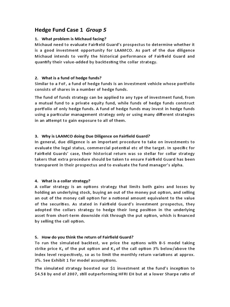 Case 1 Hedge Fund DD Report | PDF | Fund Of Funds | Option (Finance)