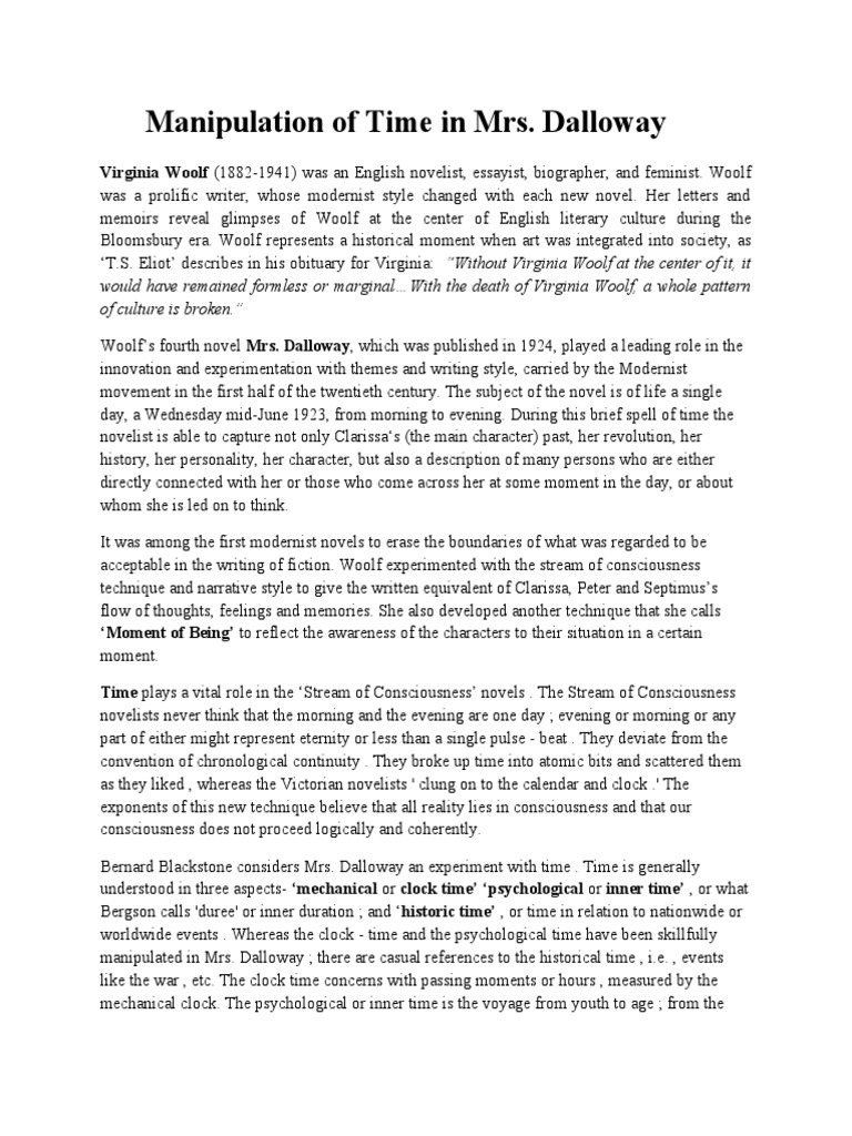 Assignment | PDF | Mrs Dalloway | Time