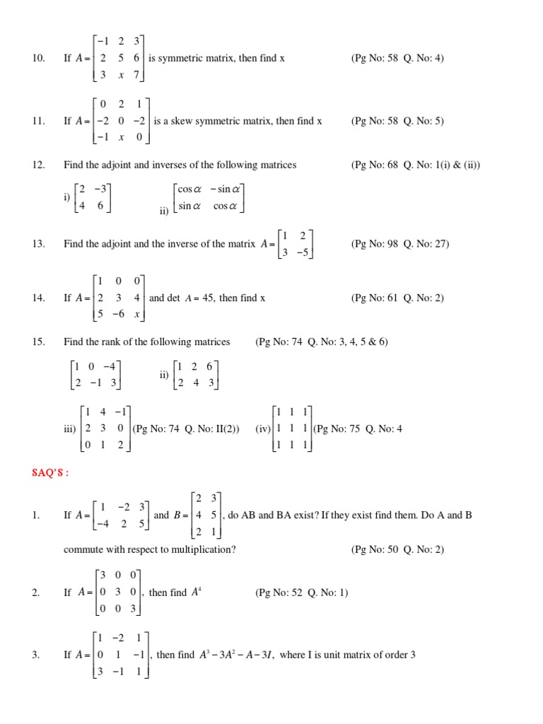 JR MATHS 1A (Importantant Questions) - 2 | PDF