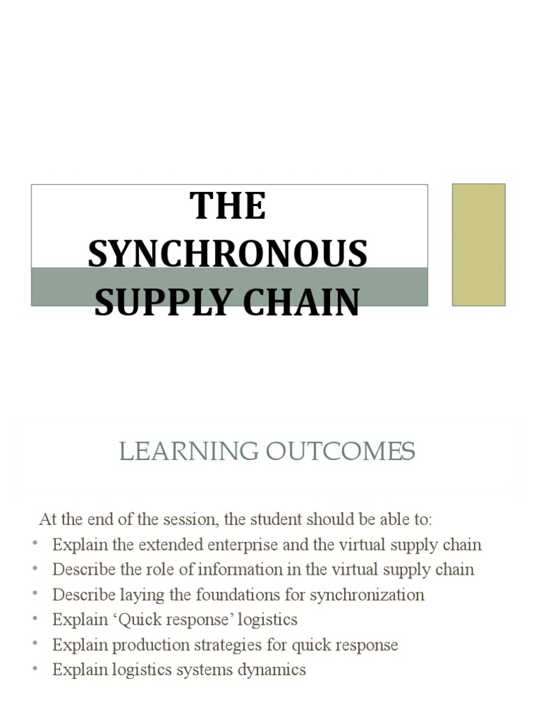 Chapter 7 - The Synchronous Supply Chain | PDF | Supply Chain ...