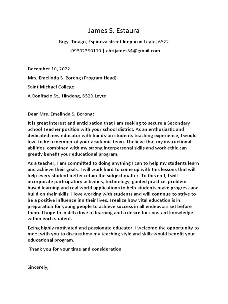 Application Letter | PDF