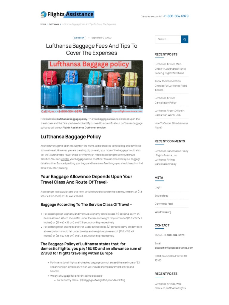 Flightsassistance Com Lufthansa Baggage Policy | PDF | Aviation | Transport