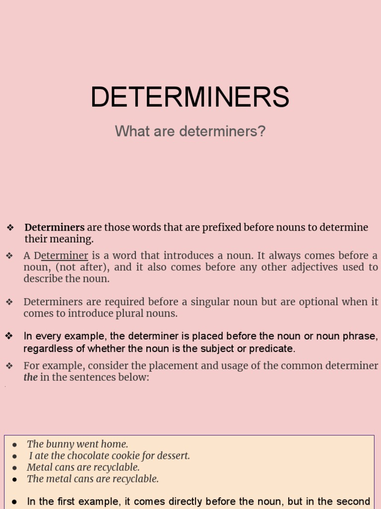 Determiners Presentation | PDF