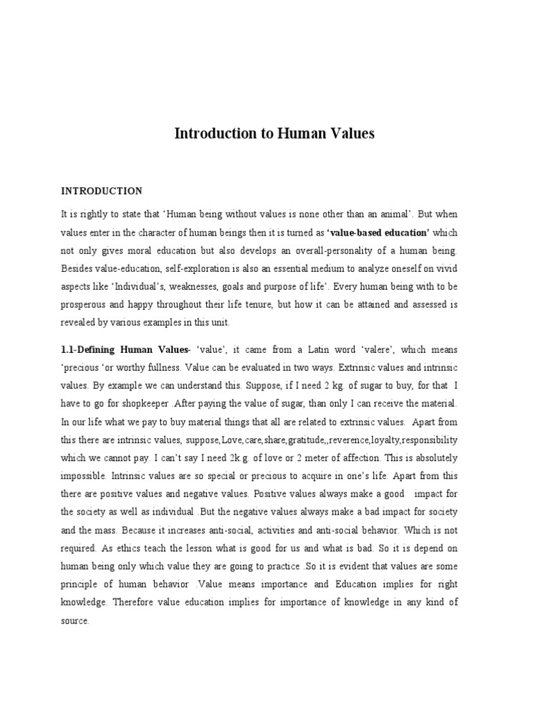 Introduction of Human Values | PDF | Love | Truth