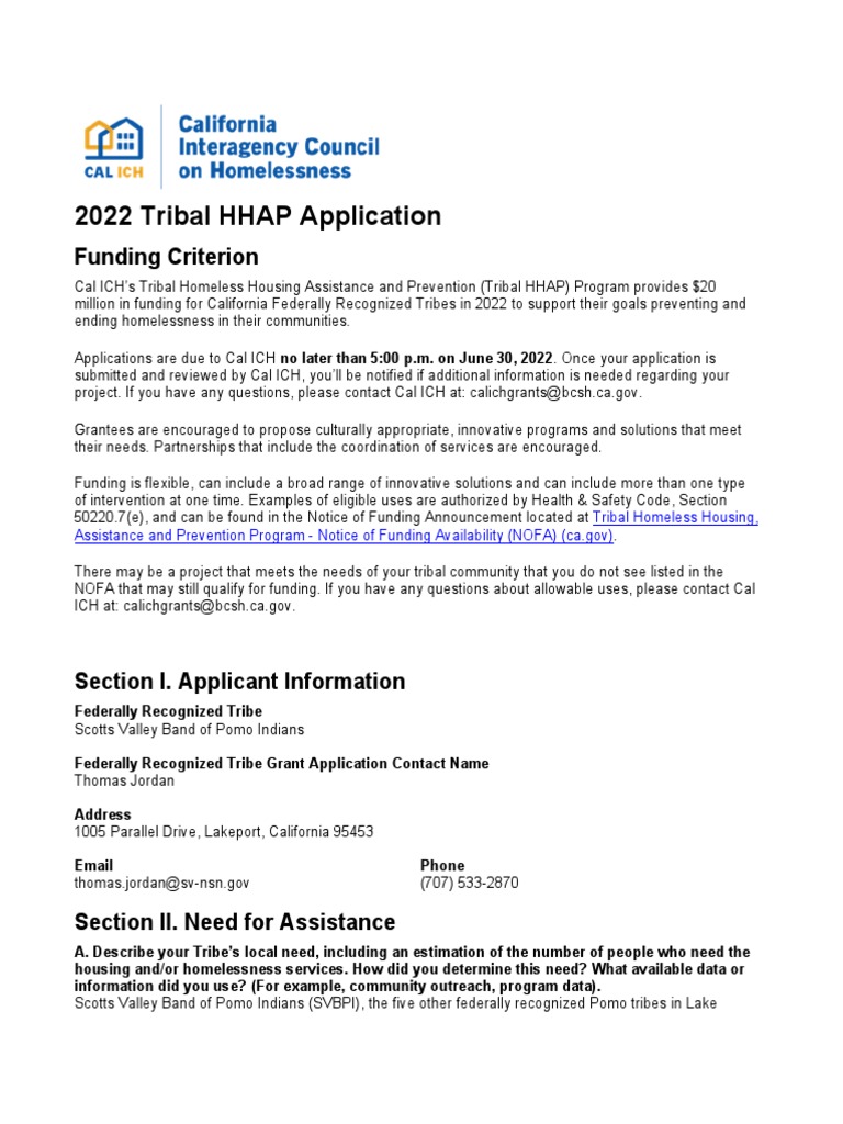 2022 Tribal HHAP Application - 22 | PDF | Homelessness | Native ...