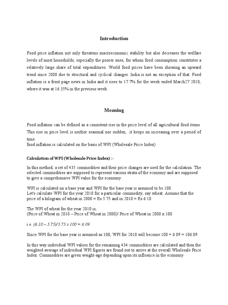 Calculation of WPI (Wholesale Price Index) | PDF | Wholesale Price ...