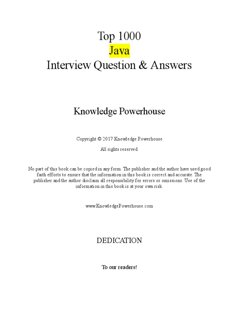 1000 Java Interview Questions-1 | PDF | Method (Computer Programming) | Spring Framework