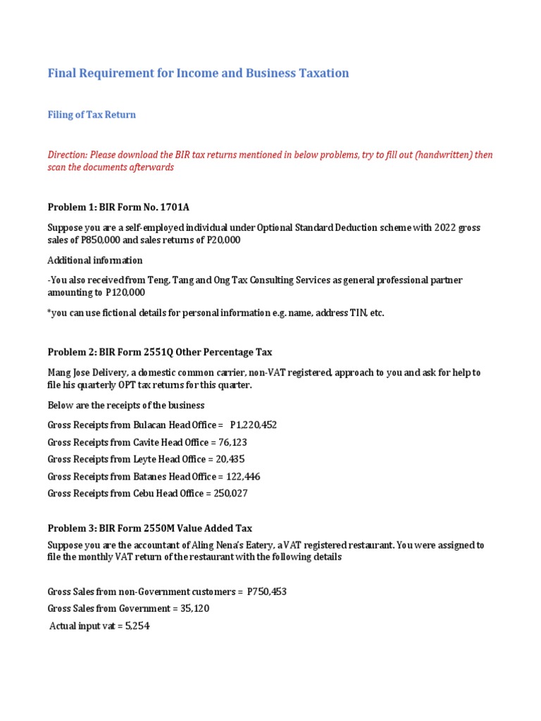 Final Requirement For Income and Business Taxation Dec. 14 | PDF | Finance & Money Management | Law