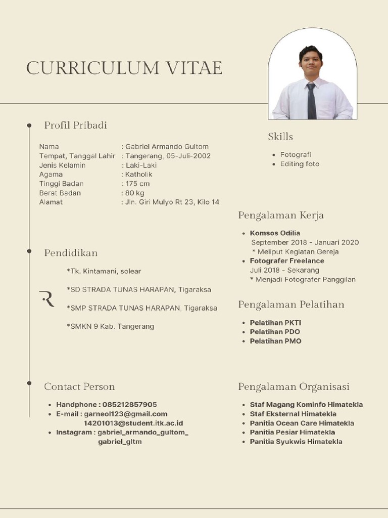 Berkas CV I - Gabriel Armando Gultom | PDF