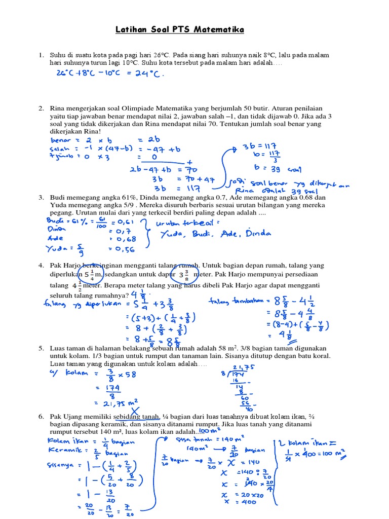 Latihan Soal PTS Kelas 7 (Pembahasan) | PDF
