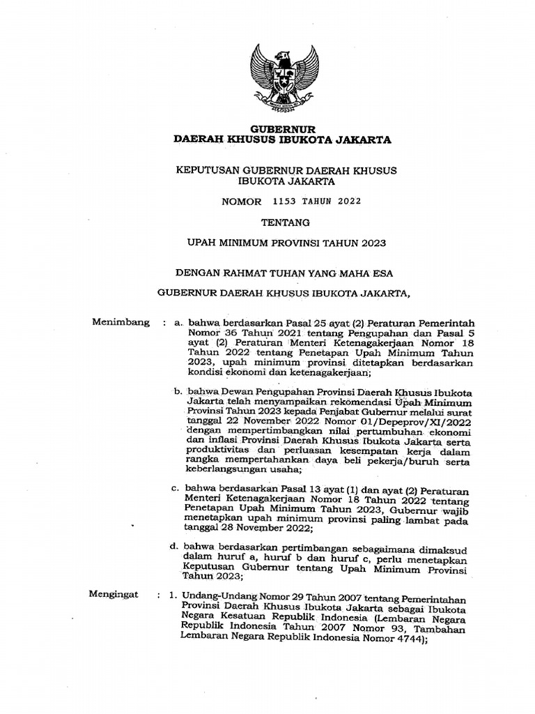 Kepgub No. 1153 Tahun 2022 | PDF