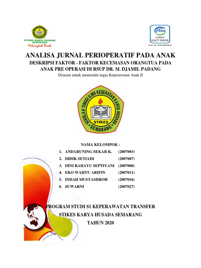 Analisa Jurnal Faktor Kecemasan Orangtua Pada Anak Pre Operasi | PDF