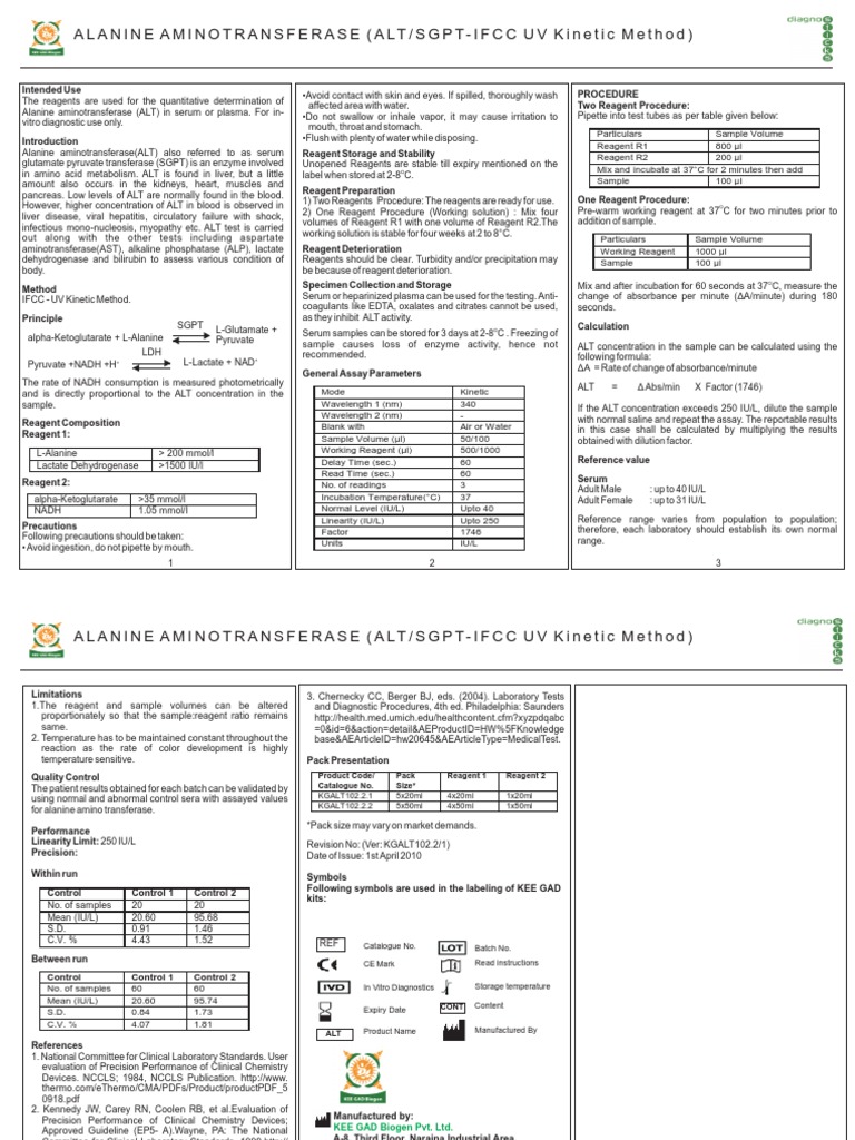 SGPT Serum Glutamic Pyruvic Transaminase | PDF | Alanine Transaminase ...