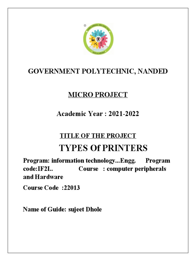 FY Micro-Project First Four Pages Sample | PDF | Printer (Computing ...