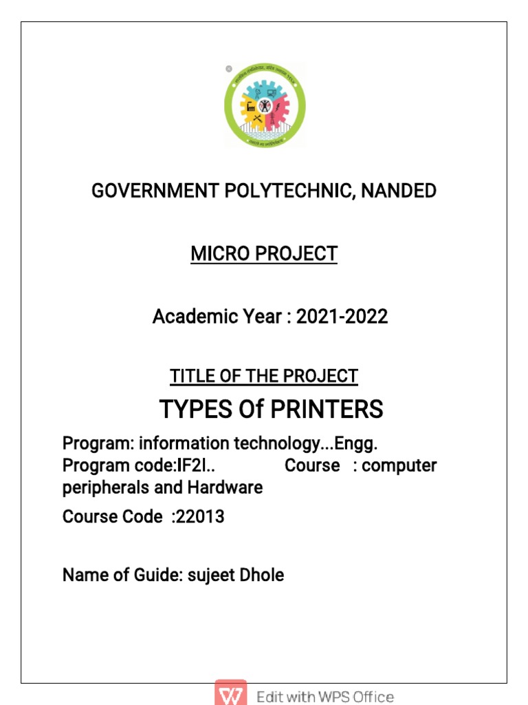 FY Micro-Project First Four Pages Sample | PDF | Printer (Computing ...