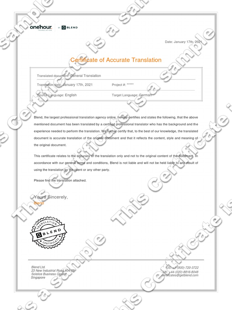 Accurate Translation Certificate | PDF