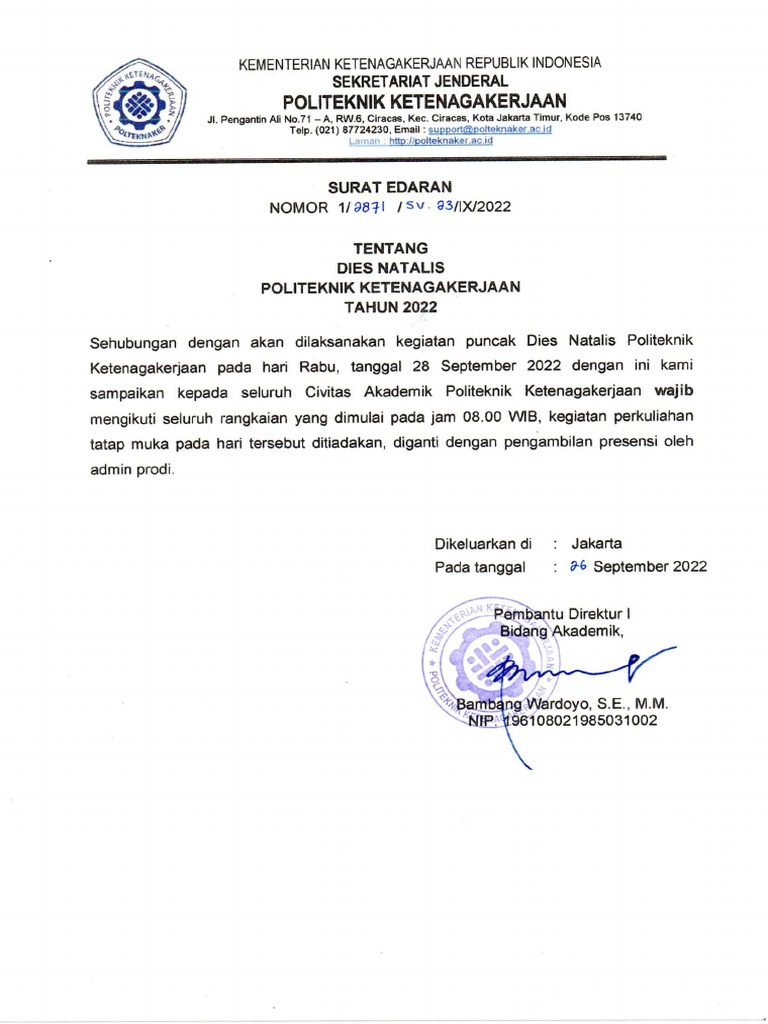 Surat Edaran Dies Natalis | PDF