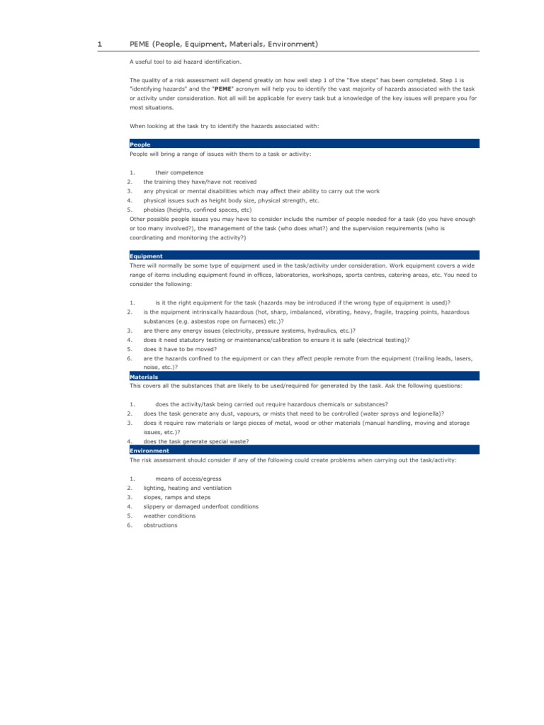 PEME | PDF | Hazards | Competence (Human Resources)