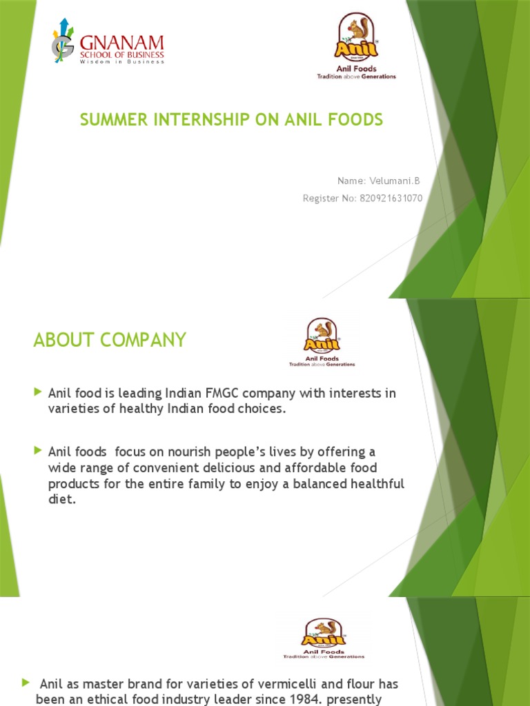 Summer Internship On Anil Foods | PDF
