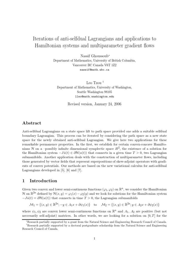 Anti-selfdual Lagrangians and applications to Hamiltonian systems | PDF ...