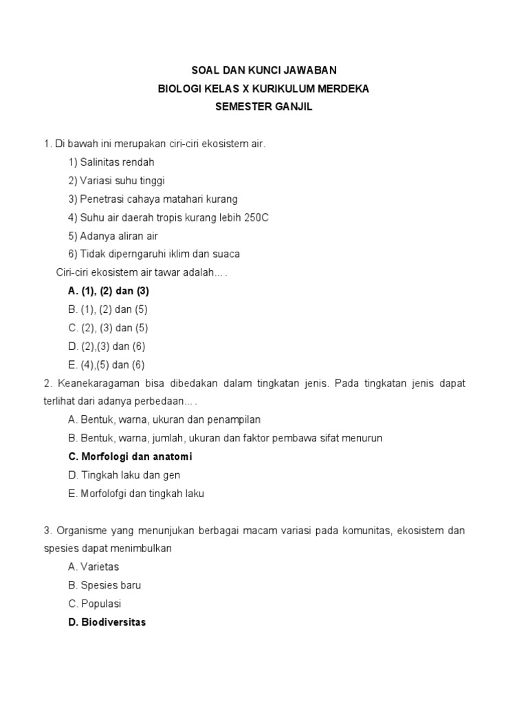 Soal Dan Kunci Jawaban Pas X Kurmer Ganjil | PDF