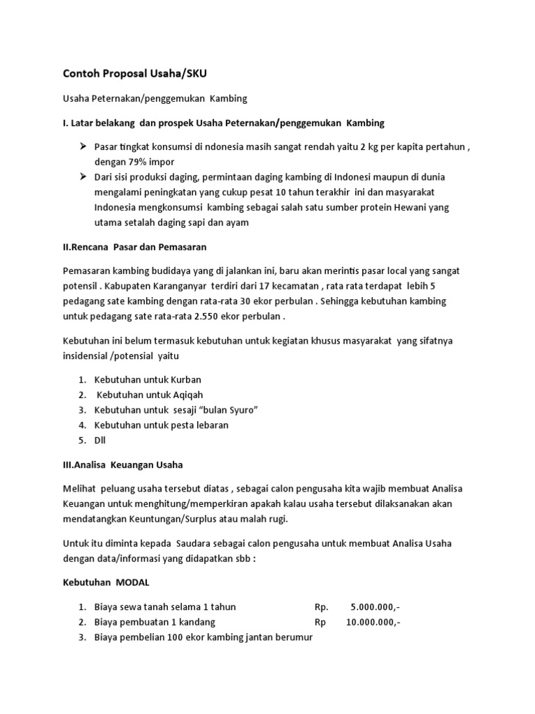 Contoh Proposal Usaha | PDF | Bisnis | Memasak, Makanan, & Anggur
