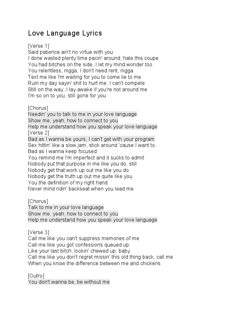 Document 3 Love Language Lyrics | PDF