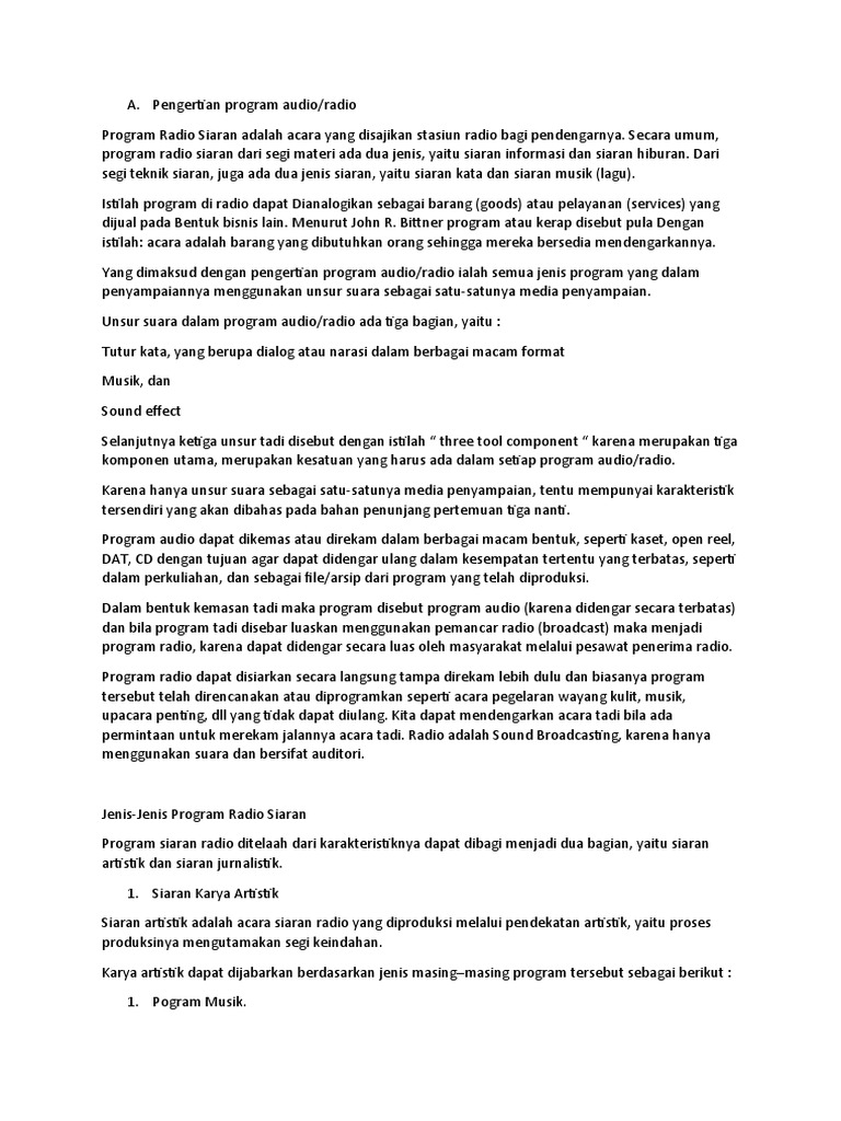 Komponen Utama Program Radio Siaran | PDF