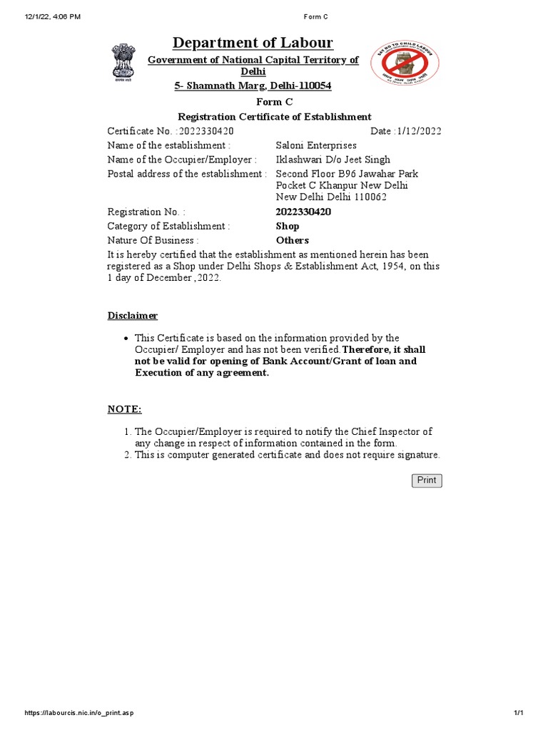 Form C | PDF | Government