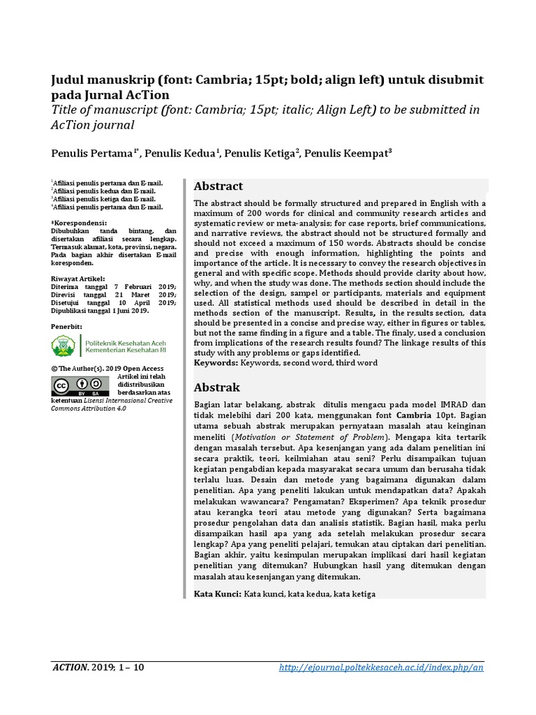 Template Manuskrip AcTion 2022 | PDF