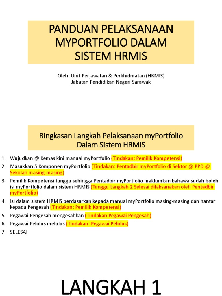 Panduan Mengisi Myportfolio Dalam Sistem Hrmis - 2022 | PDF