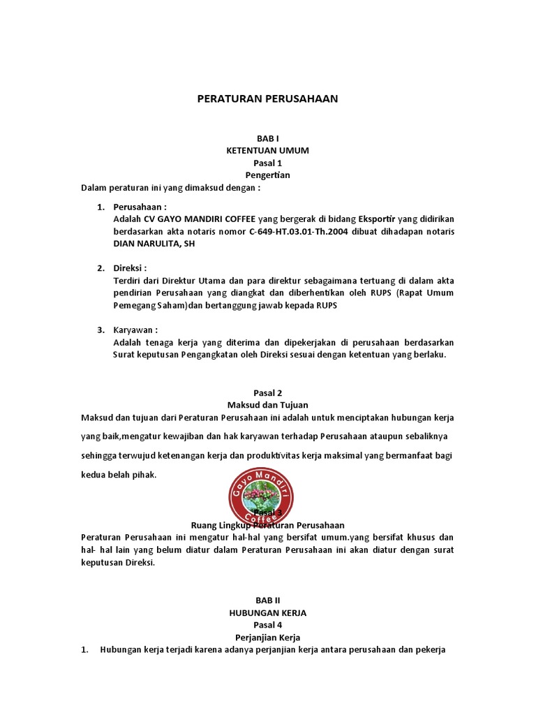 Peraturan Perusahaan | PDF