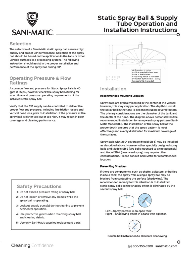 Spray Ball Installation and Sizing Guide | PDF | Pipe (Fluid Conveyance ...