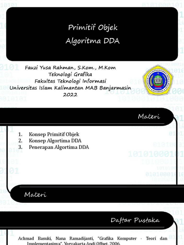 TG 09. Primitif Objek - Algoritma DDA | PDF | Metode & Bahan Ajar | Komputer