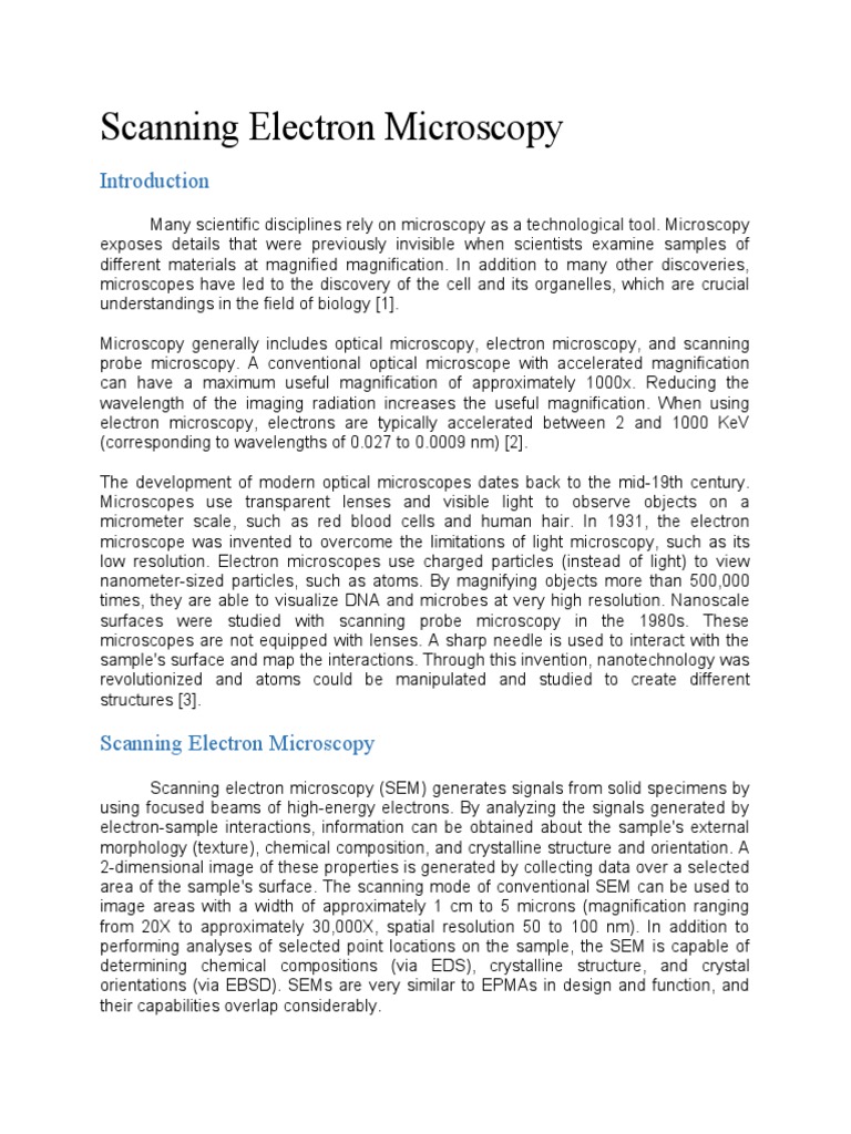 Scanning Electron Micros | PDF | Scanning Electron Microscope | Microscope