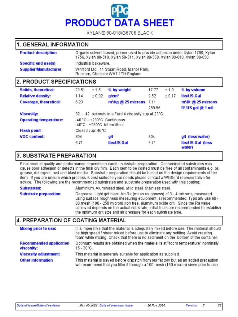 Xylan 80-018-g6706 Black - Be | PDF | Viscosity | Materials