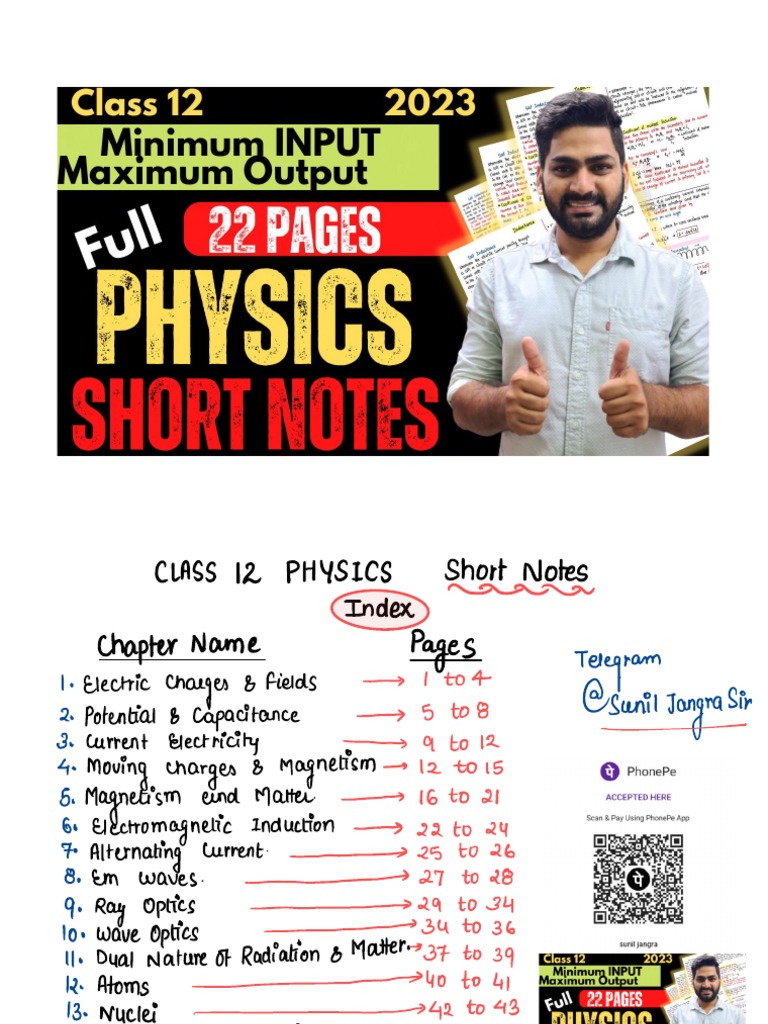 Physics Short Notes 1 | PDF | Electricity | Electromagnetic Radiation