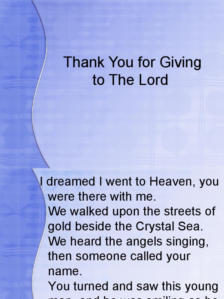 Thank You For Giving To The Lord | PDF