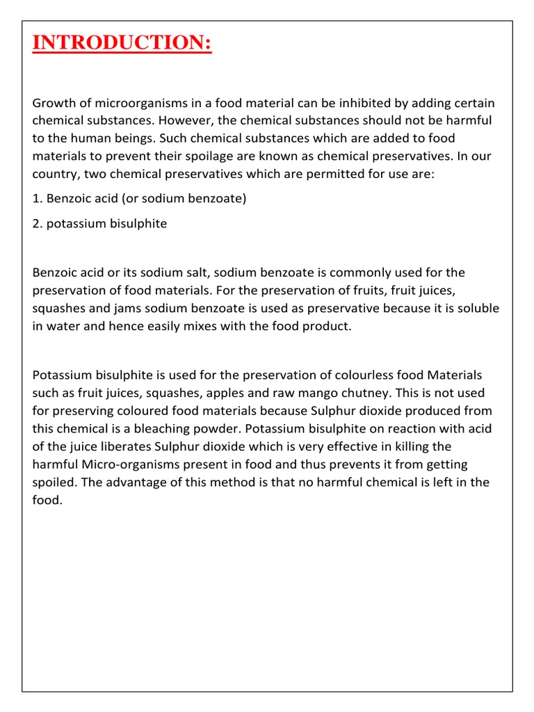 Chemistry Project | PDF | Food Preservation | Fruit Preserves